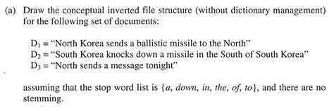 Solved A Draw The Conceptual Inverted File Structure