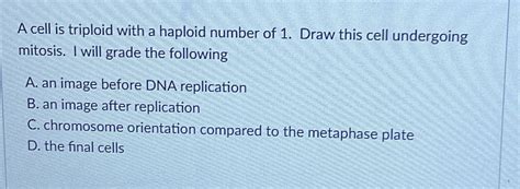 Solved A Cell Is Triploid With A Haploid Number Of 1 ﻿draw