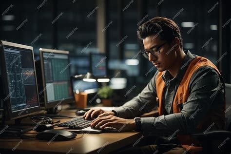 Premium Ai Image Engineer Working On A Computer In Office Engineering And Architecture Concept