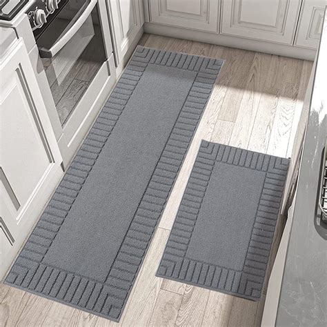 Melajia Kitchen Rugs Sets Of 3 Non Slip Washable Kitchen Mats For Floor