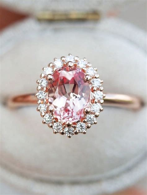 1 Pieza Anillo De Color Oro Rosa Con Piedra Rosa Anillo De Compromiso