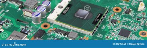 Electronic Circuit Of A Computer Motherboard Microprocessor Stock