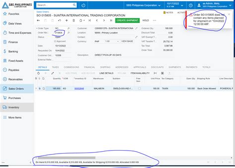 Why We Always Encountered This Error When Entering An So Shipment