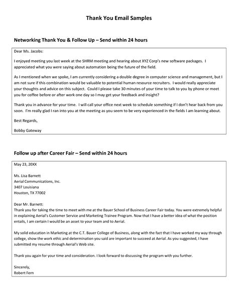 Networking Thank You Letter Templates Proceffa