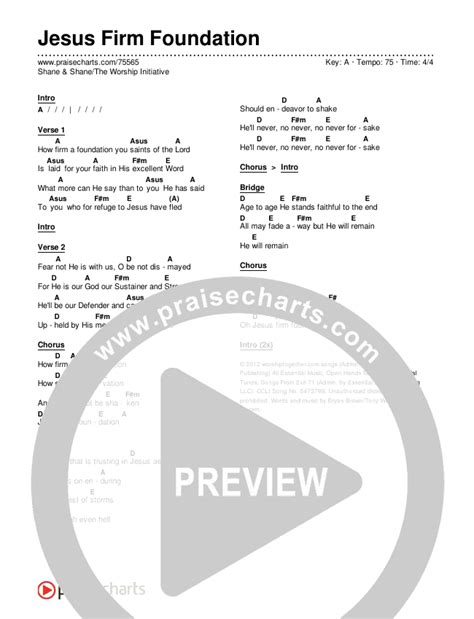Jesus Firm Foundation Chords Pdf Shane And Shanethe Worship Initiative Praisecharts