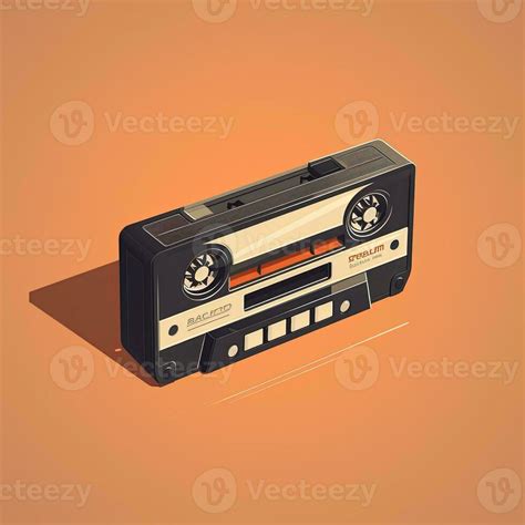 Old Vintage Audio Cassette Tape Front Top View Generative Ai