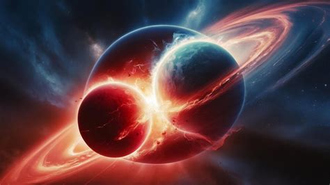 Two Planets Colliding With An Explosion Premium Ai Generated Image