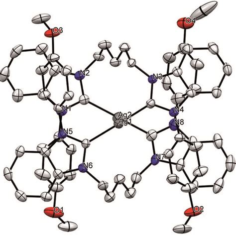 Solid State Molecular Structure Of 1c Ag Hydrogen Atoms Pf6⁻ And
