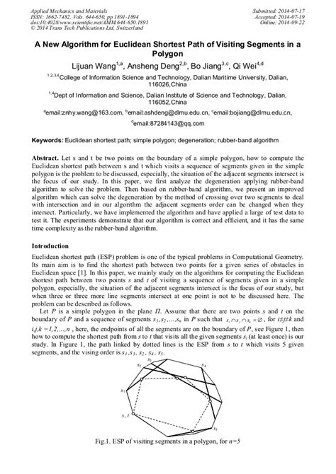 A New Algorithm For Euclidean Shortest Path Of Visiting Segments In A Polygon Scientificnet