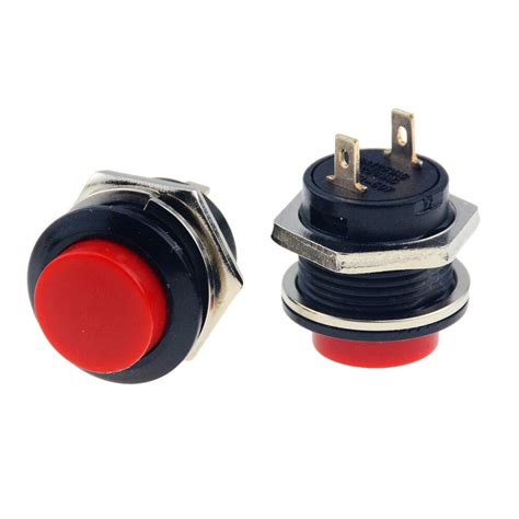 สวิตช์กดติดปล่อยดับสีแดง r13 507 push button switch 16mm round reset switch 3a 250vac จำนวน 1