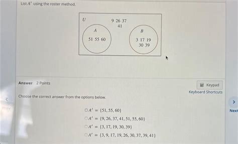 Solved List A Using The Roster Method Answer Points Chegg Com