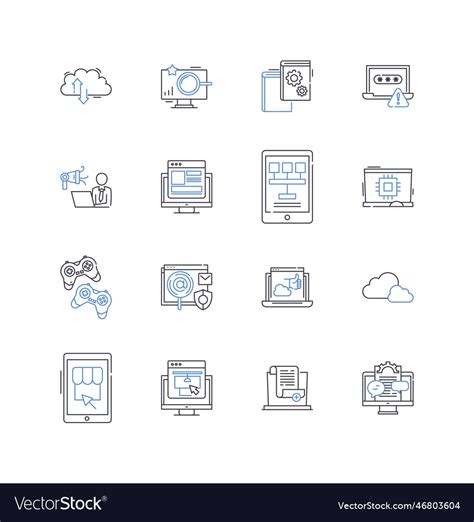 Usb Flash Drive Line Icons Collection Memory Vector Image