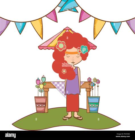 Hippie Girl Cartoon Stock Vector Image And Art Alamy