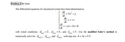 Solved The Differential Equations Of A Dynamical System Have Chegg Com
