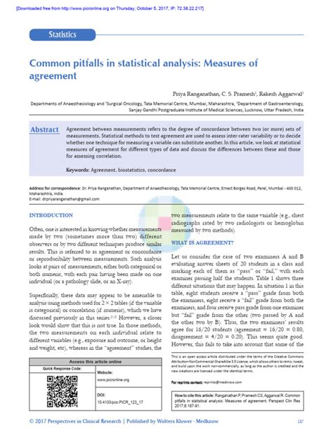 01 Common Pitfalls In Statistical Analysis Measures O Pdf Statistical Analysis Teaching