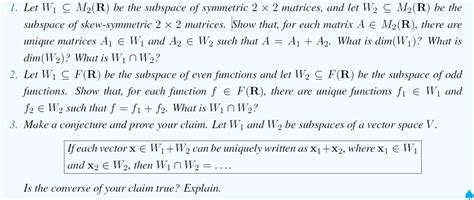 Solved 1 Let W1⊆m2 R Be The Subspace Of Symmetric 2×2