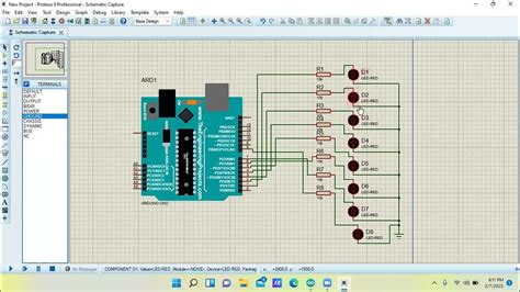 Simulasi Arduino Uno 8 Led Proteus Youtube