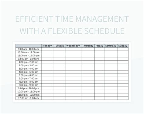 Efficient Time Management With A Flexible Schedule Excel Template And
