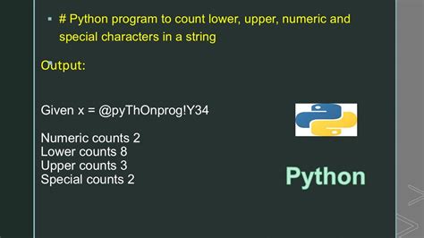 Python Program To Count Lower Upper Numeric And Special Characters