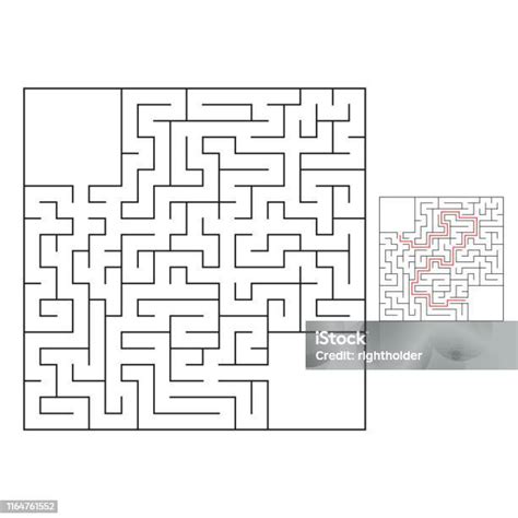 추상 사각형 미로입니다 아이들을위한 게임 아이들을위한 퍼즐 입구 1개 출구 1개 미로 수수께끼 흰색 배경에 격리된 플랫 벡터