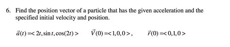 Solved Find The Position Vector Of A Particle That Has Th