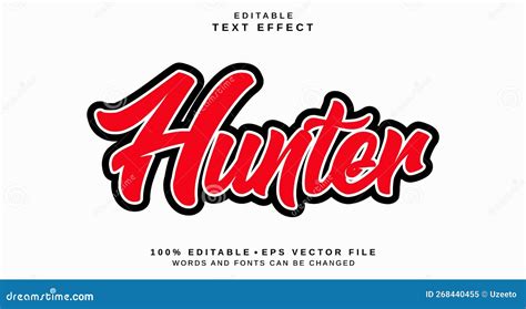 Editable Text Style Effect Hunter Text Style Theme Stock Vector