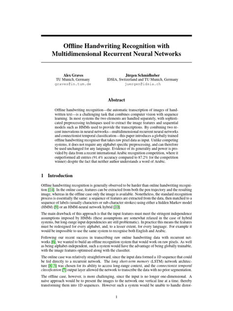 Offline Handwriting Pdf Artificial Neural Network Learning
