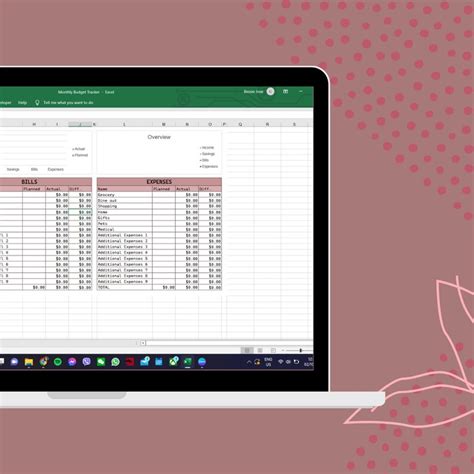 Monthly Budget Tracker Template Microsoft Excel Etsy