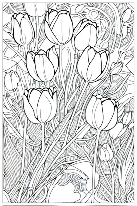 チューリップの塗り絵『純粋の形』【大人の塗り絵 図柄の無料ダウンロード】 印刷・商用利用可 無料プリントのスタプリ