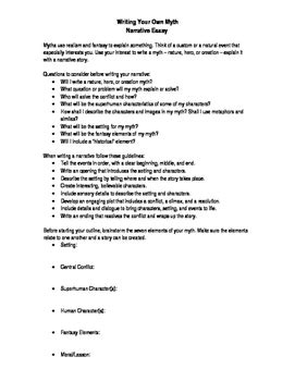 Writing Your Own Myth Narrative Essay By Mrs Gill Minto TPT