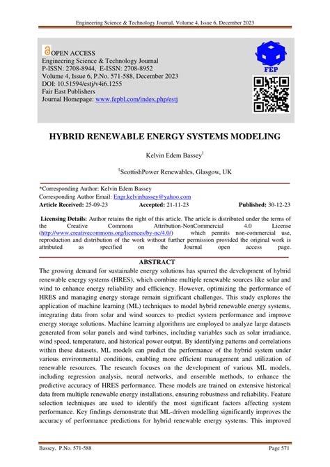 Pdf Hybrid Renewable Energy Systems Modeling