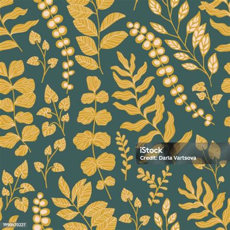 식물학 황금 잎 벡터 배경입니다 직물 섬유 디자인 및 패션 프린트를 위한 창의적인 질감 벡터 일러스트 레이 션 금색에 대한 스톡 벡터 아트 및 기타 이미지 Istock