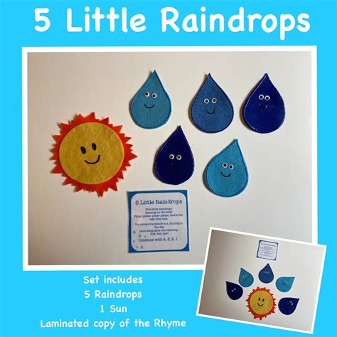5 Little Raindrops Felt Rhyme Circle Timestorytime Activitypreschoolteacher Resourceece