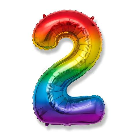 A Large Rainbow Colored Number Two Balloon Stock Illustration