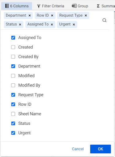 select columns to display for report builder smartsheet learning center