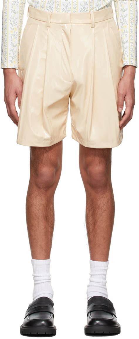 Beige Marlo Wet Look Shorts By Tanner Fletcher On Sale
