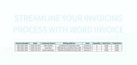 streamline your invoicing process with word invoice excel template