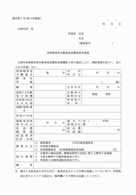 石岡市身体障害者自動車改造費助成要綱