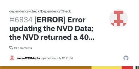 Error Error Updating The Nvd Data The Nvd Returned A 403 Or 404 Error Using 1002