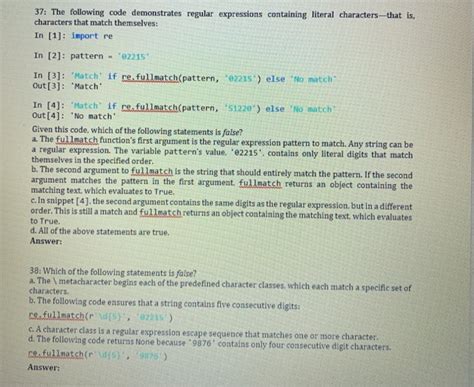 Solved 37 The Following Code Demonstrates Regular