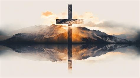 Premium AI Image A Cross On A Lake