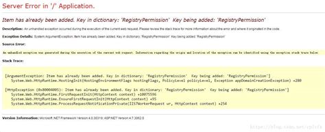 Server Error In Applicationitem Has Already Been Added Key In Dictionary