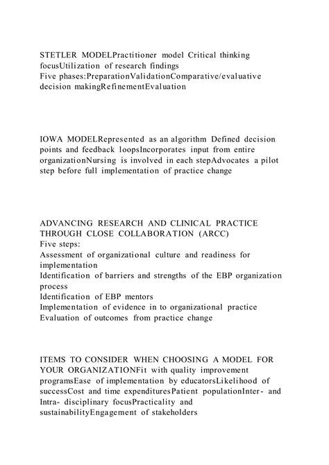 Evidence Based Practice Ebp Models And Organizationsns Docx