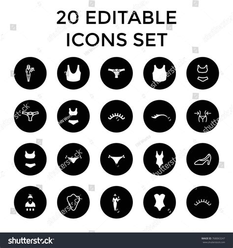 Sexy Icons Set 20 Editable Filled Stock Vector Royalty Free 768063247