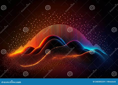 Ai Generated Illustration Of Motion Waving Dots Texture With Glowing Particles Abstract