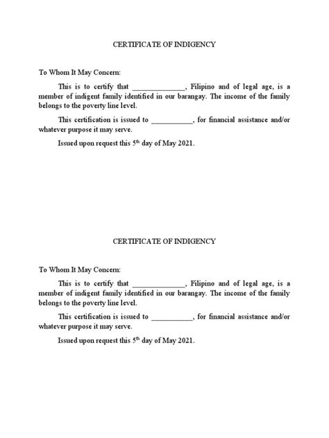 Certificate Of Indigency Pdf