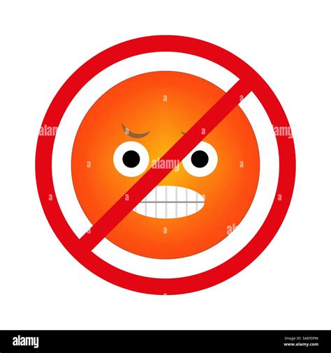 No Emoji Symbol Angry Face Icon Prohibited Sign Graphic Vector