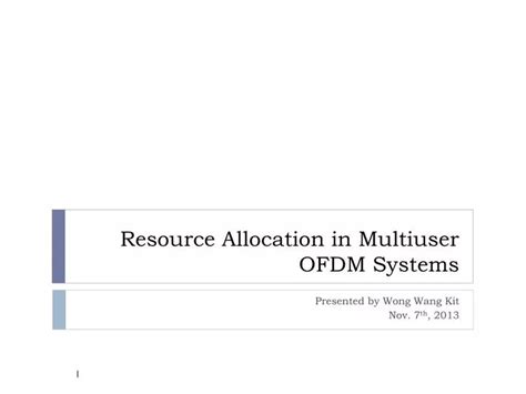Ppt Resource A Llocation In Multiuser Ofdm Systems Powerpoint