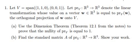 Standard Matrix Of A Orthogonal Projection Linear Transformation