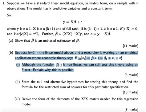 Solved 1 Suppose We Have A Standard Linear Mode Solutioninn